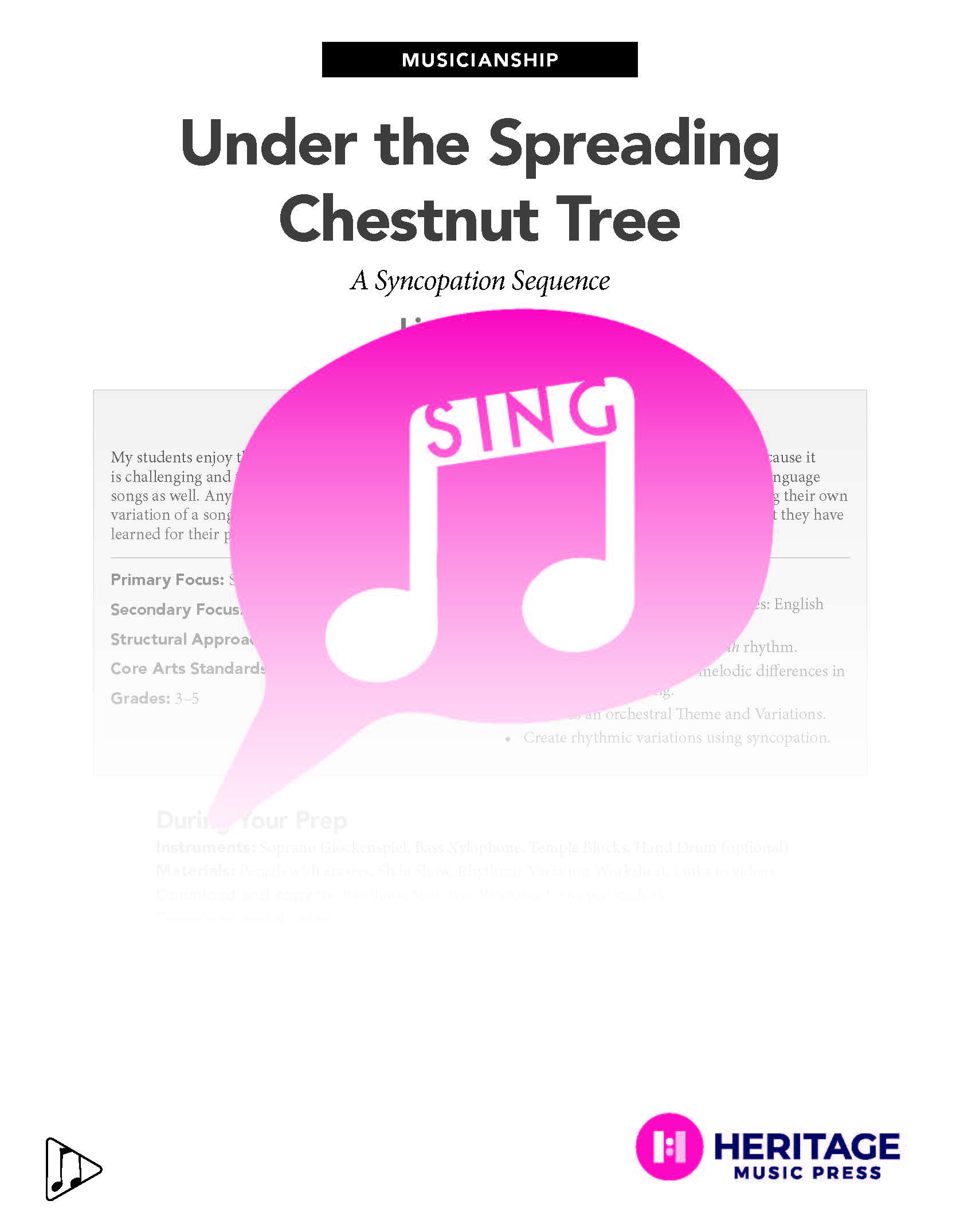 Under the Spreading Chestnut Tree: A Syncopation Sequence